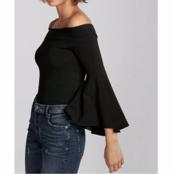 Express | Tops | Express Off Shoulder Top Bell Sleeve Top Flare Black S ...
